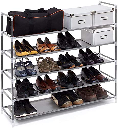 SAVICOS Shoe Rack, 5-Tier Metal Shoe Organizer Shelf Stackable Storage Cabinet Towers Unit Entryway Organizer Holds 20 Pairs(Gray)