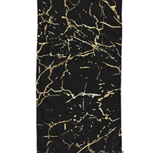 oFloral Gold Black Marble Hand Towels Cotton Washcloths,Marbling Texture Art Print Comfortable Soft Towels for Bathroom/Kitchen/Yoga/Golf/Hair/Face Towel for Men/Women/Girl/Boys 15X30 Inch