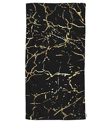 oFloral Gold Black Marble Hand Towels Cotton Washcloths,Marbling Texture Art Print Comfortable Soft Towels for Bathroom/Kitchen/Yoga/Golf/Hair/Face Towel for Men/Women/Girl/Boys 15X30 Inch