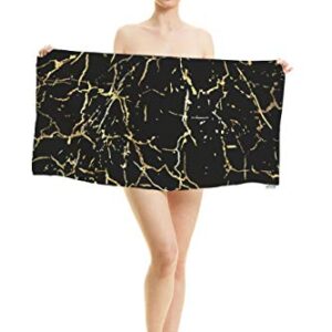 oFloral Gold Black Marble Hand Towels Cotton Washcloths,Marbling Texture Art Print Comfortable Soft Towels for Bathroom/Kitchen/Yoga/Golf/Hair/Face Towel for Men/Women/Girl/Boys 15X30 Inch