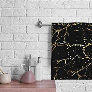 oFloral Gold Black Marble Hand Towels Cotton Washcloths,Marbling Texture Art Print Comfortable Soft Towels for Bathroom/Kitchen/Yoga/Golf/Hair/Face Towel for Men/Women/Girl/Boys 15X30 Inch