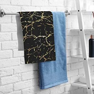 oFloral Gold Black Marble Hand Towels Cotton Washcloths,Marbling Texture Art Print Comfortable Soft Towels for Bathroom/Kitchen/Yoga/Golf/Hair/Face Towel for Men/Women/Girl/Boys 15X30 Inch