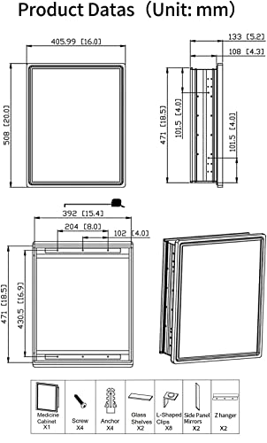 FOMAYKO Aluminum Bathroom Medicine Cabinet with Farmhouse Gold Framed 20(H) x16(W) Inches Recess or Surface Mount Mirror Cabinet for Bathroom Toilet Kitchen