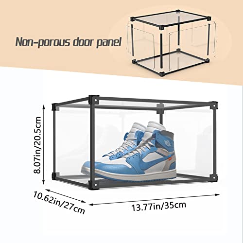 Ailison Side Opening Transparent Shoe Box, Plastic Stackable Display Box, Acrylic High Transparent Display Case, Aluminum Support Frame,For Shoe Collection and Storage.(1)