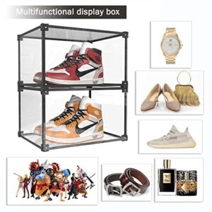 Ailison Side Opening Transparent Shoe Box, Plastic Stackable Display Box, Acrylic High Transparent Display Case, Aluminum Support Frame,For Shoe Collection and Storage.(1)