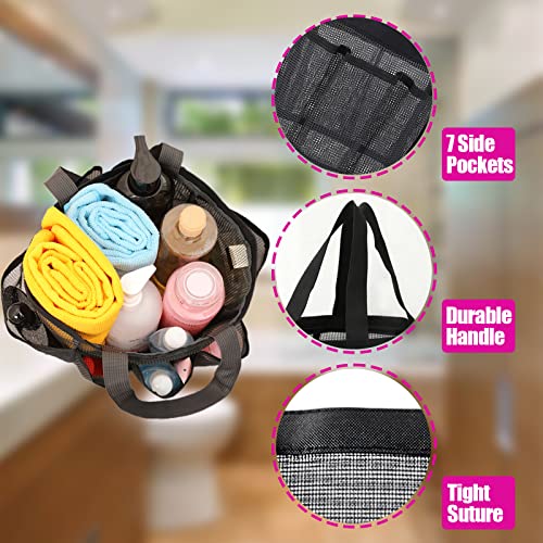 YAWALL Mesh Shower Caddy Bag Shower Tote Basket Portable for Women College Dorm Travel Camp Bathroom Essentials（Black）