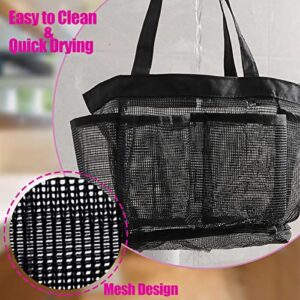 YAWALL Mesh Shower Caddy Bag Shower Tote Basket Portable for Women College Dorm Travel Camp Bathroom Essentials（Black）