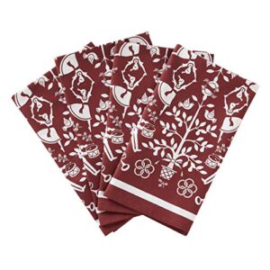 skl home vern yip christmas carol napkin set, red 4 piece