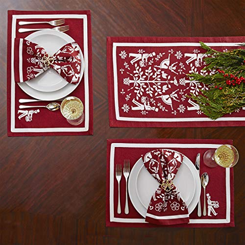 SKL Home Vern Yip Christmas Carol Napkin Set, Red 4 Piece