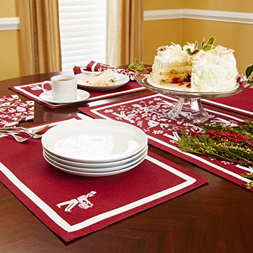 SKL Home Vern Yip Christmas Carol Napkin Set, Red 4 Piece