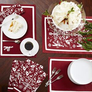 SKL Home Vern Yip Christmas Carol Napkin Set, Red 4 Piece