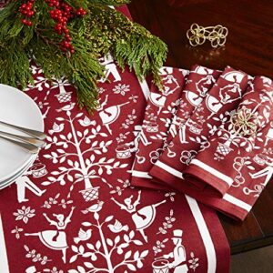 SKL Home Vern Yip Christmas Carol Napkin Set, Red 4 Piece