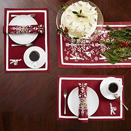 SKL Home Vern Yip Christmas Carol Napkin Set, Red 4 Piece