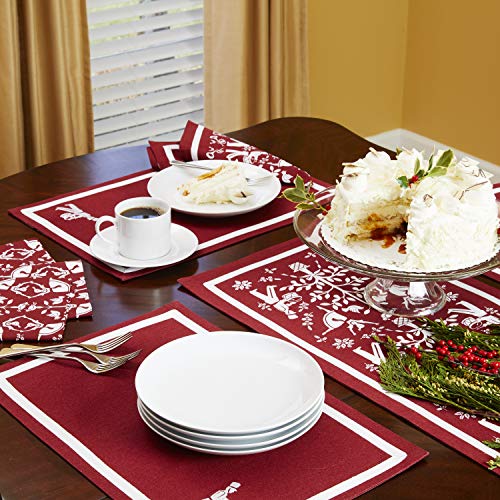 SKL Home Vern Yip Christmas Carol Napkin Set, Red 4 Piece