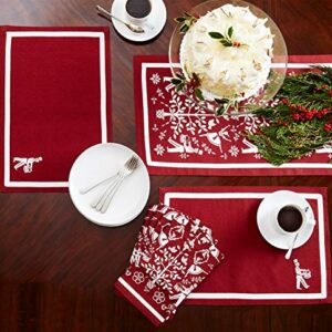 SKL Home Vern Yip Christmas Carol Napkin Set, Red 4 Piece