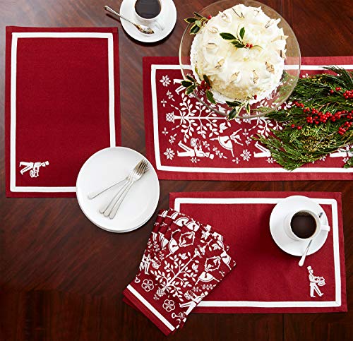 SKL Home Vern Yip Christmas Carol Napkin Set, Red 4 Piece