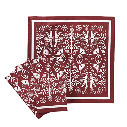 SKL Home Vern Yip Christmas Carol Napkin Set, Red 4 Piece