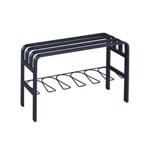 proman products horizon black door entryway bench, black, black