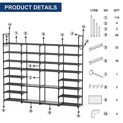 Mavivegue Shoe Rack, 8 Tier Large Shoe Rack Organizer Shoe Rack 10 Tier Shoe Rack,Shoe Stand