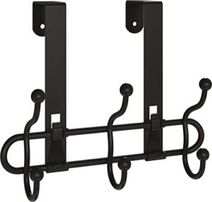 franklin brass otd003f-fb-c 3-hook over the door storage rack, matte black