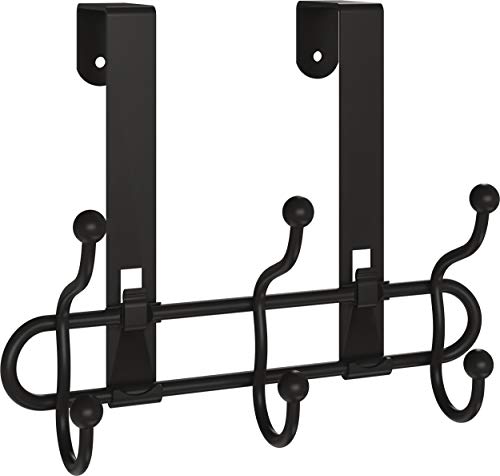 Franklin Brass OTD003F-FB-C 3-Hook Over The Door Storage Rack, Matte Black