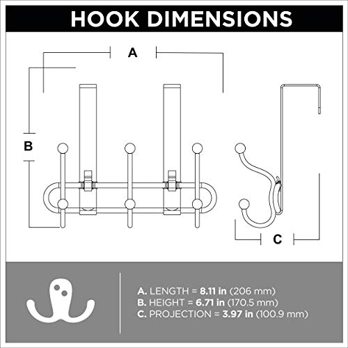 Franklin Brass OTD003F-FB-C 3-Hook Over The Door Storage Rack, Matte Black