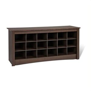 pemberly row 18 cubby shoe storage bench in espresso