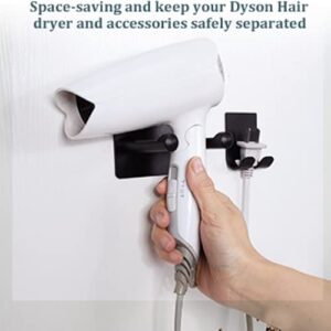 Yizhet Hair Dryer Holder for Dyson, Wall Mounted Rack Hair Dryer Holder Adhesive, Compatible with Dyson Supersonic Hair Dryers, Space Organizer for Bathroom Bedroom Washroom (Black, Aluminum Alloy)