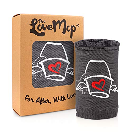 Love Mop Premium Cotton Sex Towel - Sexy Naughty Gift Bachelorette Wedding Bridal Shower Party Couples Second 2nd Anniversary Man Her Him Wife Husband Adult Boyfriend Girlfriend Valentines Day Grey