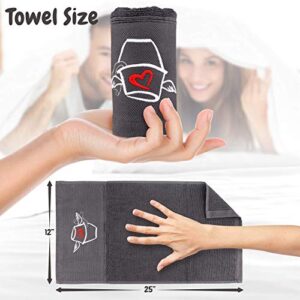 Love Mop Premium Cotton Sex Towel - Sexy Naughty Gift Bachelorette Wedding Bridal Shower Party Couples Second 2nd Anniversary Man Her Him Wife Husband Adult Boyfriend Girlfriend Valentines Day Grey