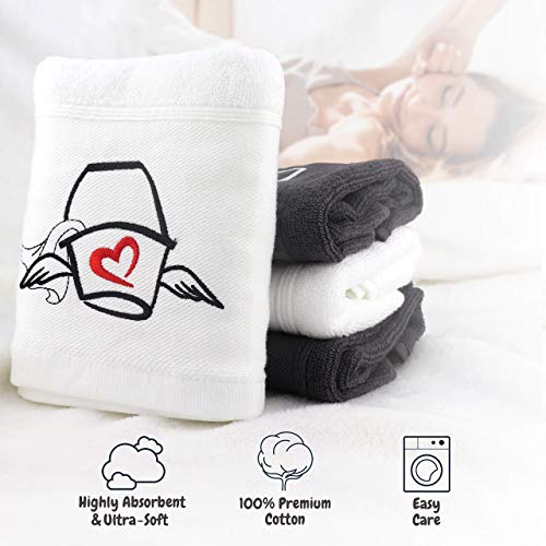 Love Mop Premium Cotton Sex Towel - Sexy Naughty Gift Bachelorette Wedding Bridal Shower Party Couples Second 2nd Anniversary Man Her Him Wife Husband Adult Boyfriend Girlfriend Valentines Day Grey