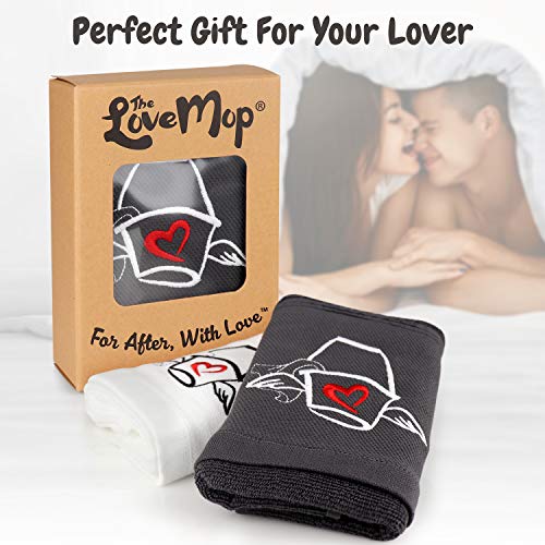 Love Mop Premium Cotton Sex Towel - Sexy Naughty Gift Bachelorette Wedding Bridal Shower Party Couples Second 2nd Anniversary Man Her Him Wife Husband Adult Boyfriend Girlfriend Valentines Day Grey