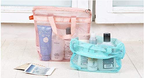 Bags in bag Portable shower Mesh Caddy bag Quick Dry Hanging Toiletry and Bath Organizer for travel and swimming (Black)