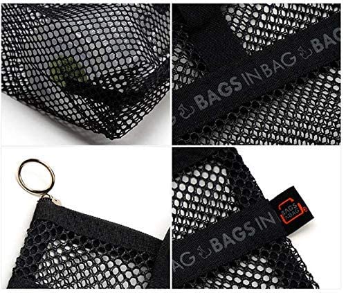 Bags in bag Portable shower Mesh Caddy bag Quick Dry Hanging Toiletry and Bath Organizer for travel and swimming (Black)