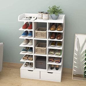 zoyo wooden vertical shoe rack,hallway storage stand,wooden shoe storage cabinet，saving-space shoe rack,small space storage rack for entryway ,white(medium)