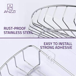 ANZZI 3-Piece Corner Shower Caddy Shelf Set with 8 Adhesive in Chrome | Steel Wall Mount Storage Organizer Shelves for Bathroom Kitchen Garage | Sturdy Holder Rack Basket | AC-AZSC64CH