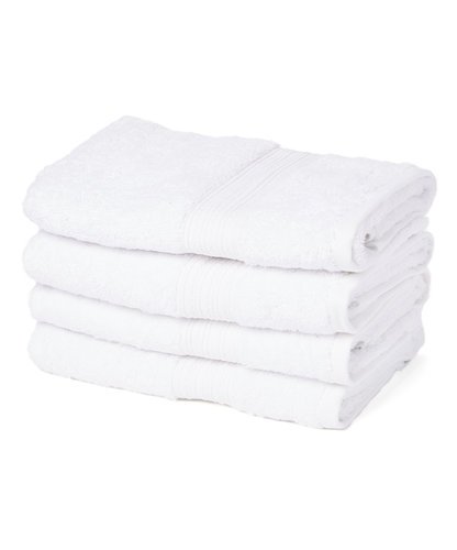 OBA HOME Cotton Large Hand Towels, Hair Towels, 20" x 35" - Set of 4 (White)