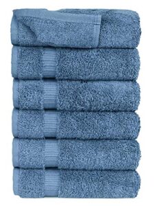 ftb classic turkish luxury hotel & spa kitchen towels, hand towels set 6 piece 16x30 inches hand towels (wedgewood, 6 hand towels)