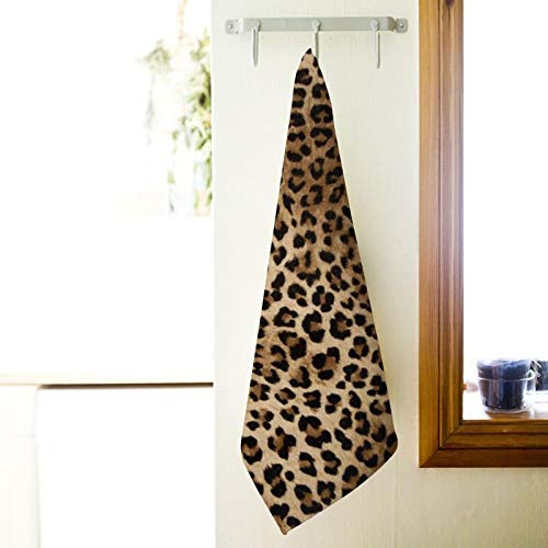 MSGUIDE Leopard Print Hand Towels Ultra Soft Highly Absorbent Bathroom Towel Multipurpose Thin Kitchen Dish Guest Towel for Bathroom, Hotel, Gym and Spa Christmas Decor (27.5" x 15.7")