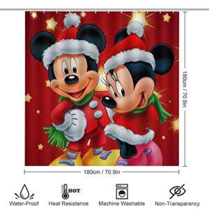 Cartoon 4 Piece Bathroom Set,Shower Curtains for Bathroom Set with Shower Mat Non Slip & Toilet Lid Cover and U Shower Mat Bathroom Rugs Sets