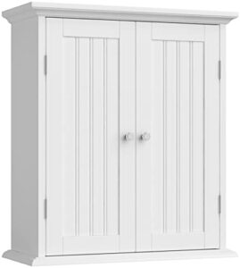 choochoo bathroom wall cabinet, over the toilet space saver storage cabinet, medicine cabinet with 2 door and adjustable shelves, cupboard