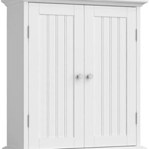 ChooChoo Bathroom Wall Cabinet, Over The Toilet Space Saver Storage Cabinet, Medicine Cabinet with 2 Door and Adjustable Shelves, Cupboard