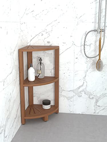 AquaTeak Kai™ Petite - Teak Corner Shower Storage Stand