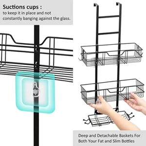 melos Over The Door Shower Caddy, 3 Tier Shower Hanging Organizer Shelf Rustproof, Shampoo Holder Bathroom Shelf With Soap Holder, Shower Basket With Hooks, For Dorm, Toilet, Bath, No Drilling, Black