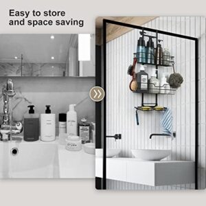 melos Over The Door Shower Caddy, 3 Tier Shower Hanging Organizer Shelf Rustproof, Shampoo Holder Bathroom Shelf With Soap Holder, Shower Basket With Hooks, For Dorm, Toilet, Bath, No Drilling, Black