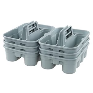 Tstorage 6-Pack Plastic Caddy for Cleaning Products, Caddy with Handle, Gray