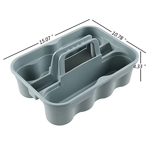 Tstorage 6-Pack Plastic Caddy for Cleaning Products, Caddy with Handle, Gray