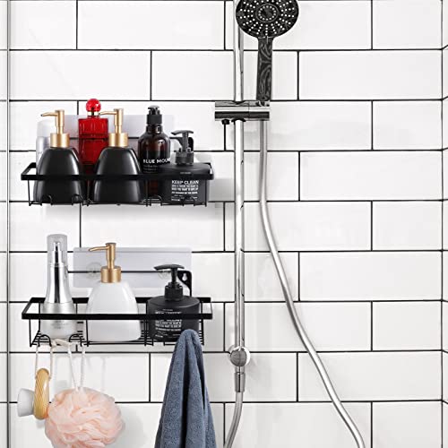 Bathroom Shower Caddy 5 Pack Adhesive Shower Shelves with Soap Holder & Hook Rustproof Shower Rack No Drilling Wall Mounted Bathroom Shower Organizer