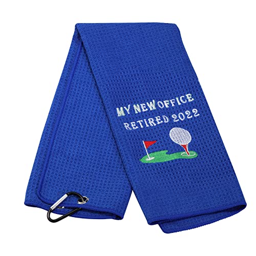 PXTIDY Office Retired Gift Retirement Golf Towel My New Office Retired 2022 Retired Queen Gift Retirement Party Gift 2022 Retirement Golf Towel Colleagues Golf Towel Gift (Blue)