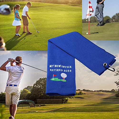 PXTIDY Office Retired Gift Retirement Golf Towel My New Office Retired 2022 Retired Queen Gift Retirement Party Gift 2022 Retirement Golf Towel Colleagues Golf Towel Gift (Blue)